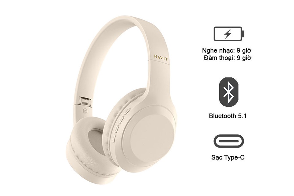 Tai nghe Bluetooth choàng đầu có mic Havit H628BT - MixASale