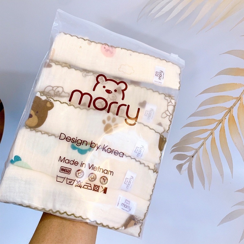 Sét 5 khăn sữa Muslin 4 lớp mềm mại cho bé hãng Morry - MixASale