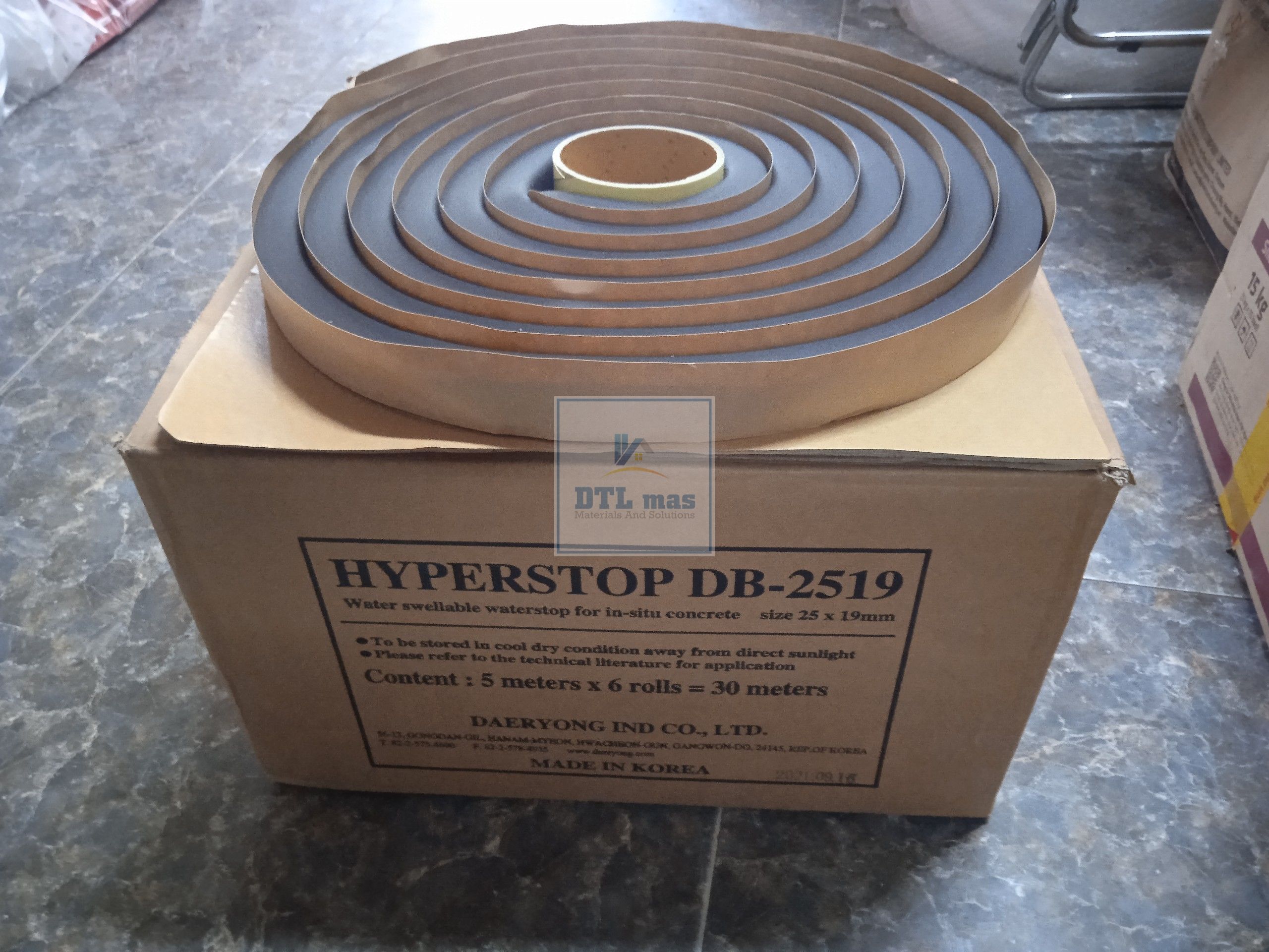 [Korea] Thùng 30M dài - Thanh cao su trương nở chống thấm cổ ống, mạch ...