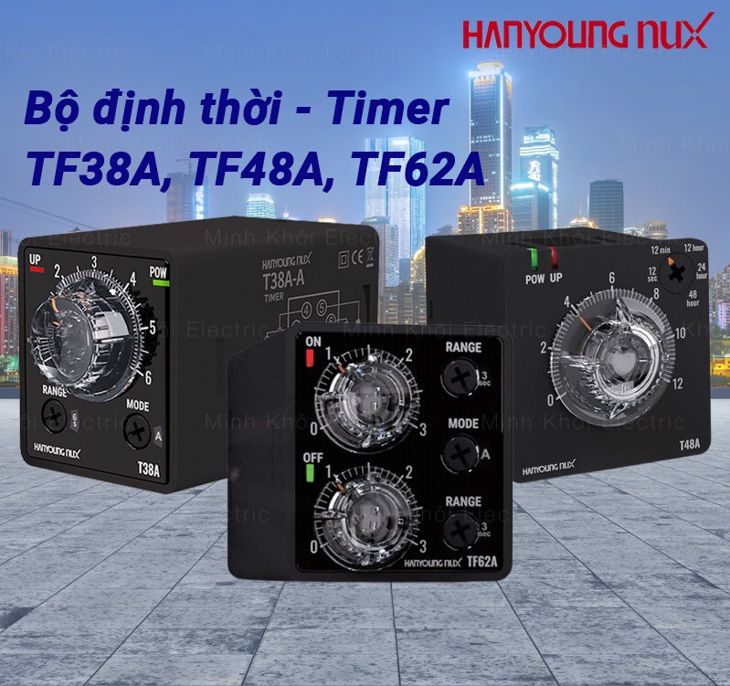 Rơ le thời gian luân phiên Timer Hanyoung TF62A kèm đế, twin timer hanyoung TF62A, bộ định thời ...