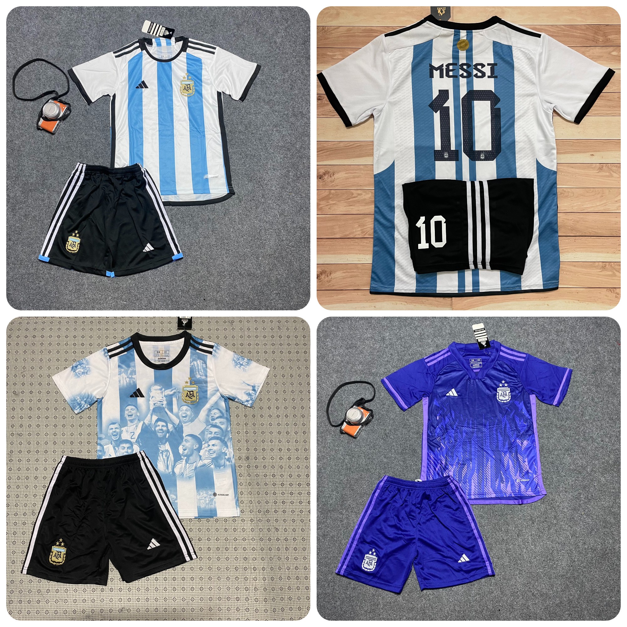 Áo Bóng Đá Áo Đá Banh Trẻ Em Đội Tuyển Argentina Messi Wc 2022 - Vải ...