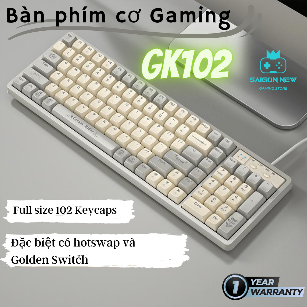 Bàn phím cơ LANGTU GK102 Golden switch - có Hotswap - Led RGB với màu ...
