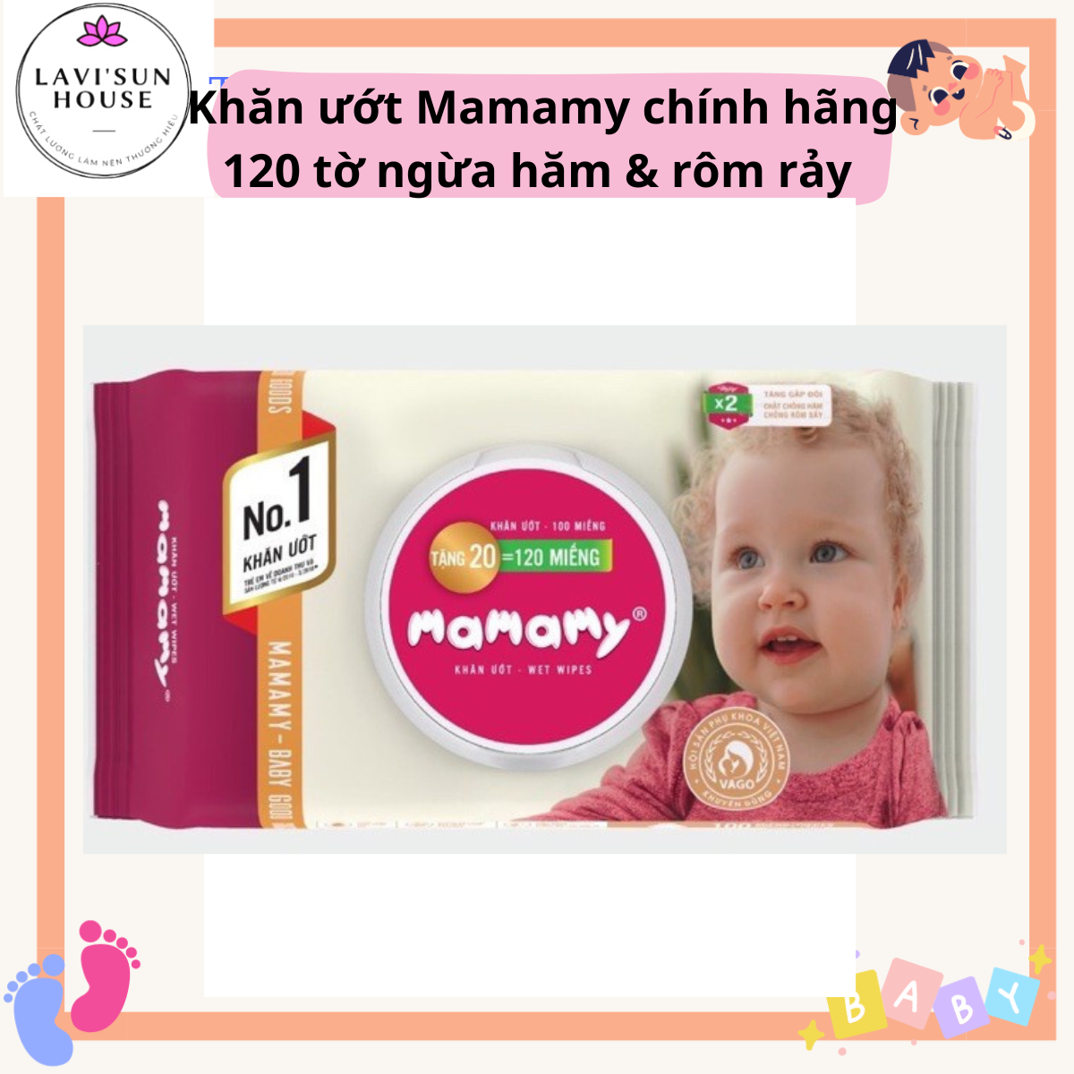 Khăn giấy ướt 30 tờ chủ động ngừa hămx2 chất ngừa hăm Mamamy Không ...