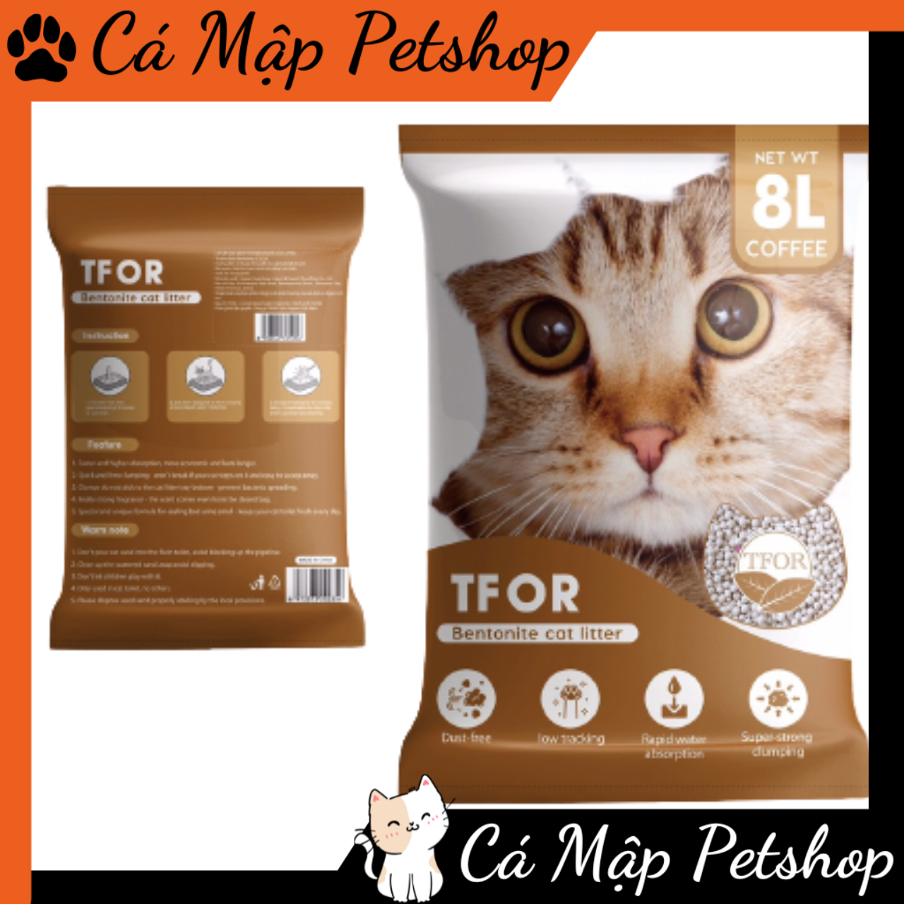 Cát vệ sinh cho mèo TFOR, Cát vệ sinh cho mèo thấm hút, khử mùi, vón ...