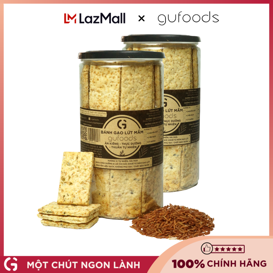 Combo 2 hũ bánh gạo lứt mầm GUfoods (bánh mầm) - Giàu GABA tự nhiên Hỗ ...
