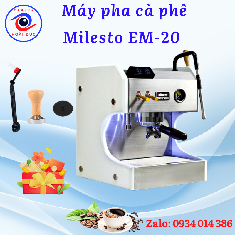 Máy pha cà phê Milesto EM20 - công suất 120-150 ly - vỏ inox - 2 nồi ...
