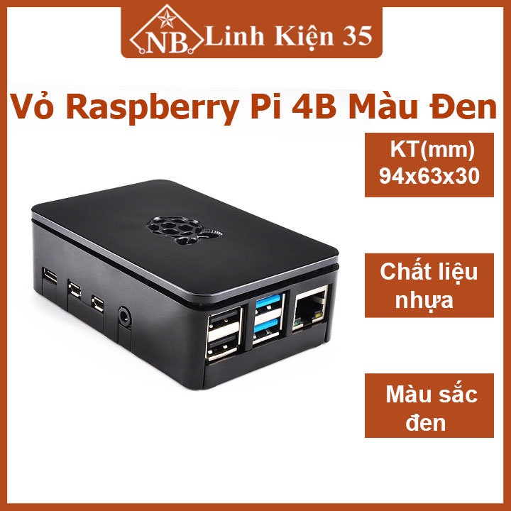 Vỏ Raspberry Pi 4B màu đen, giúp bảo vệ mạch | Lazada.vn