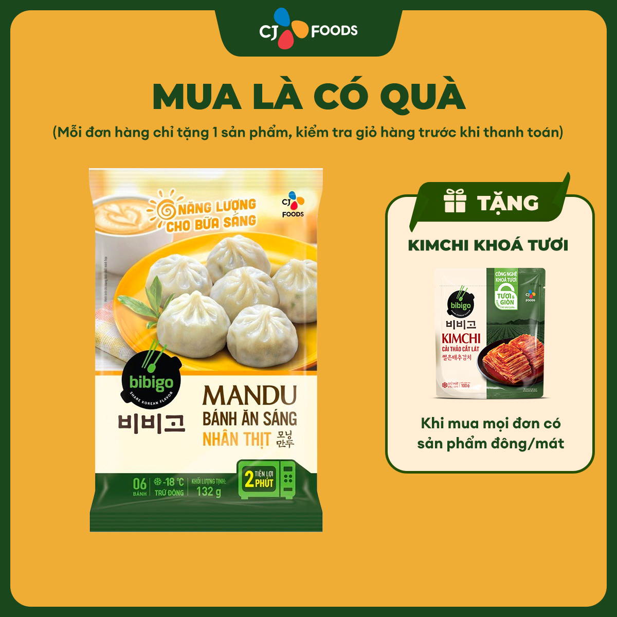 HCM HNTặng kimchi cho mọi đơn đông mát Combo 3 gói Mandu Bibigo nhân ...