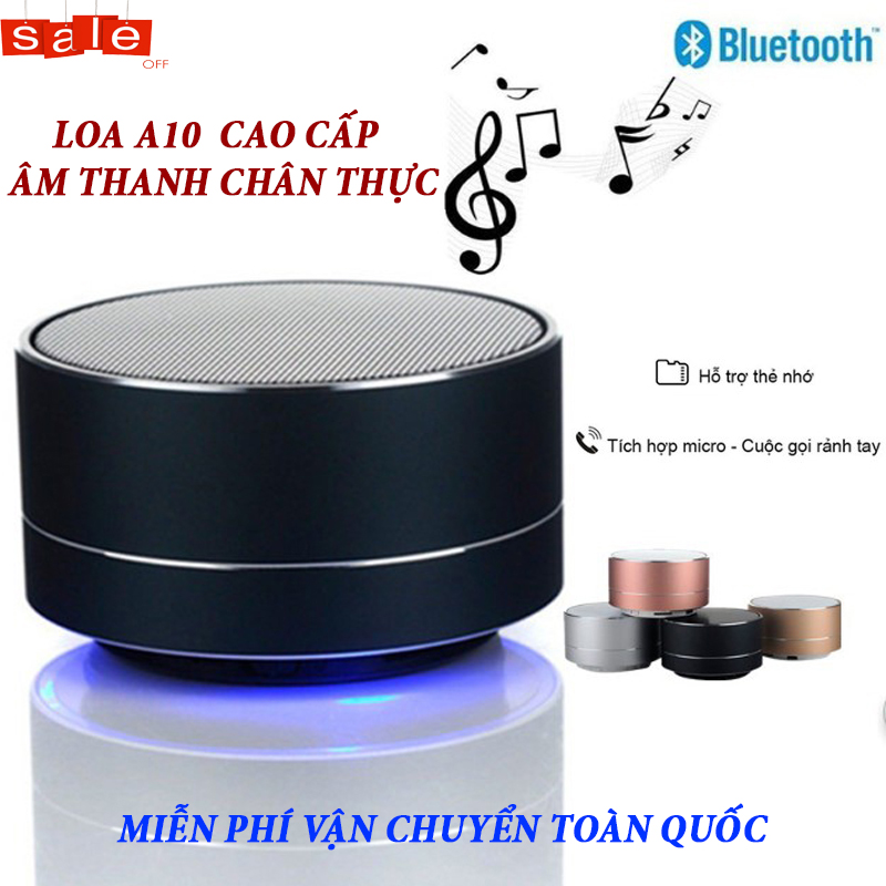 Loa Di Động Bluetooth Mini A10 Vỏ Nhôm Có Đèn LED (Hỗ Trợ Thẻ Nhớ/USB ...