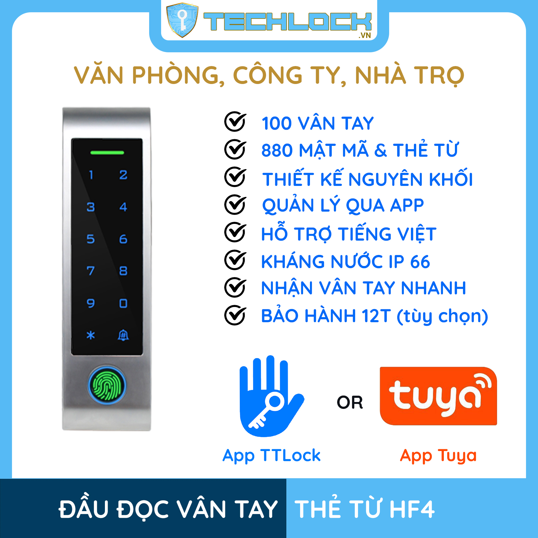 ĐẦU ĐỌC VÂN TAY, MẬT MÃ, THẺ TỪ TECHLOCK HF4 - HỆ THỐNG ACCESS CONTROL ...