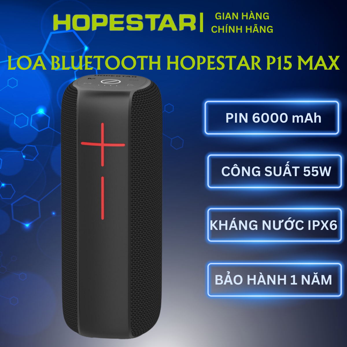Loa Bluetooth Hopestar P15 Max | Công Suất 55W, Pin 6000mAh, Cổng USB, AUX, Cổng Tai Nghe 3.5mm ...