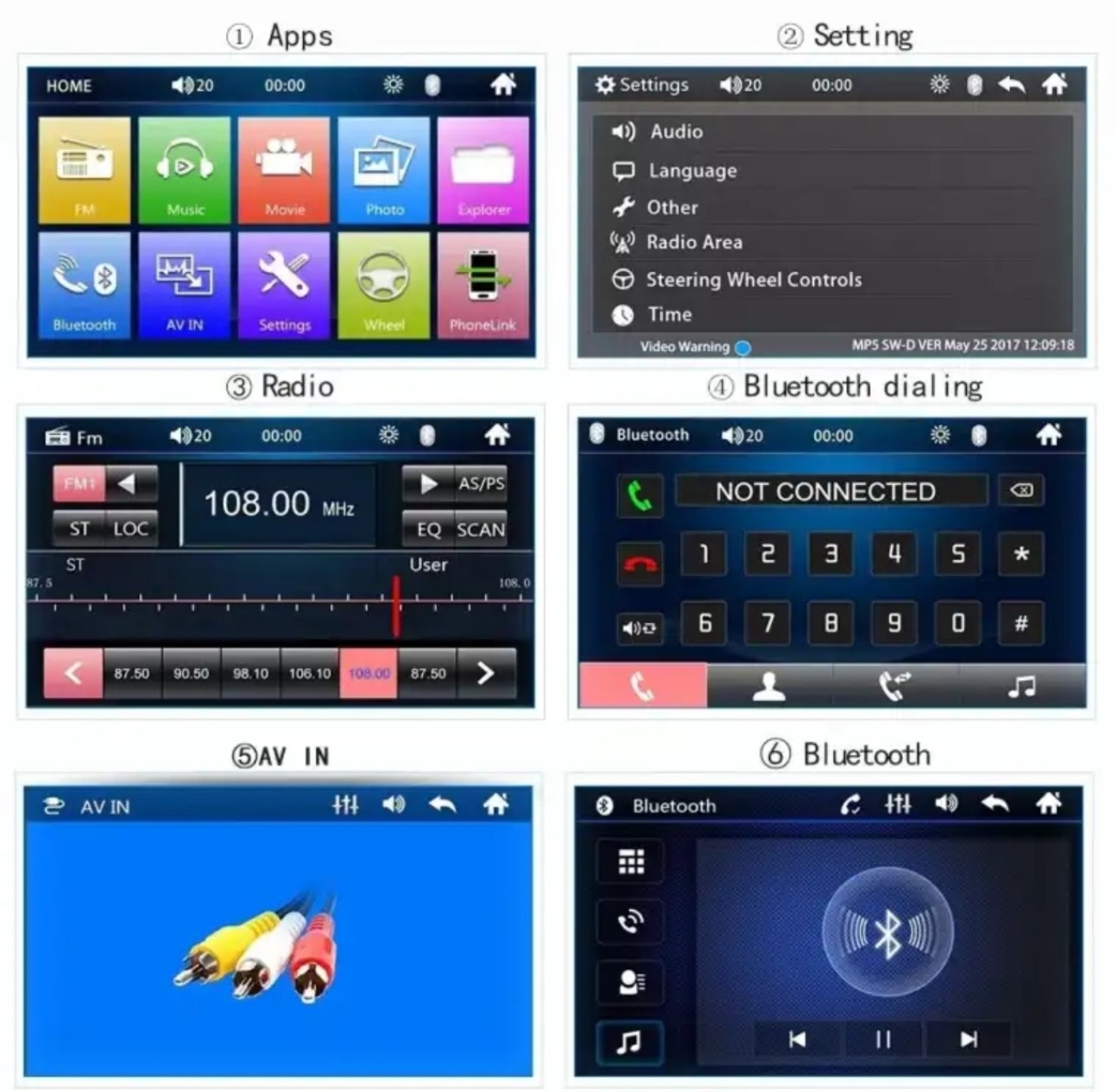 Màn hình 7 inch cho xe ô tô hai din 7 HD màn hình cảm ưng bluetooth Đa ...