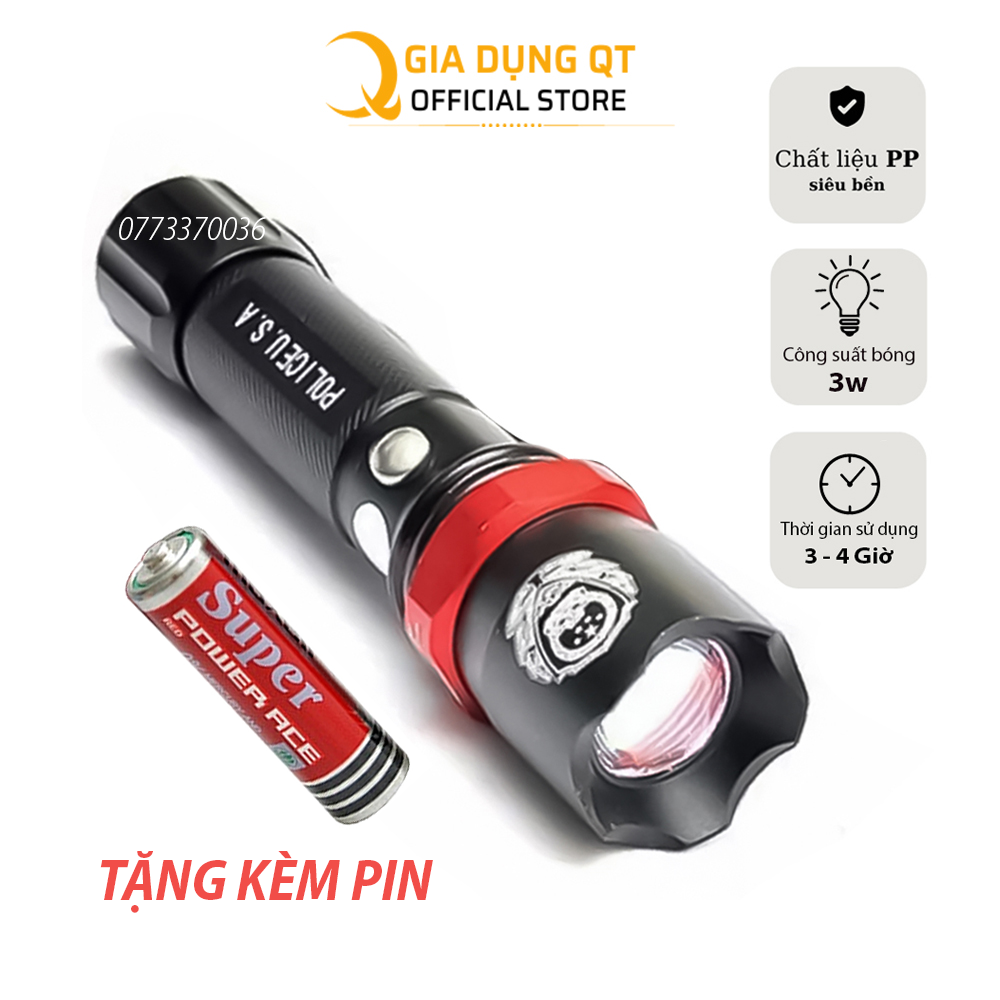 [ KÈM PIN] Đèn pin led siêu sáng Police Swat USA, pin dùng lâu, Đèn Pin ...