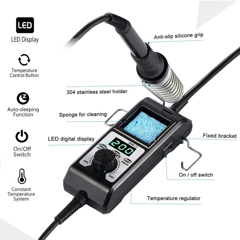 Yihua 908D-Ii 60W Soldering Iron Station Adjustable Temperature Soldering Station Detachable ...