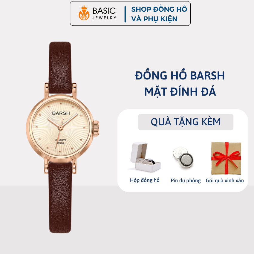 Đồng Hồ Nữ BARSH Mặt Hình Chữ Nhật Cá Tính Dây Da Màu Đen Màu Nâu ...