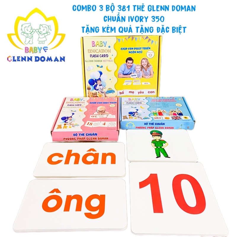 Combo 3 Bộ 381 Thẻ gồm Thẻ Chấm Thẻ Chữ Thẻ Thế Giới Xung Quanh Chuẩn ...