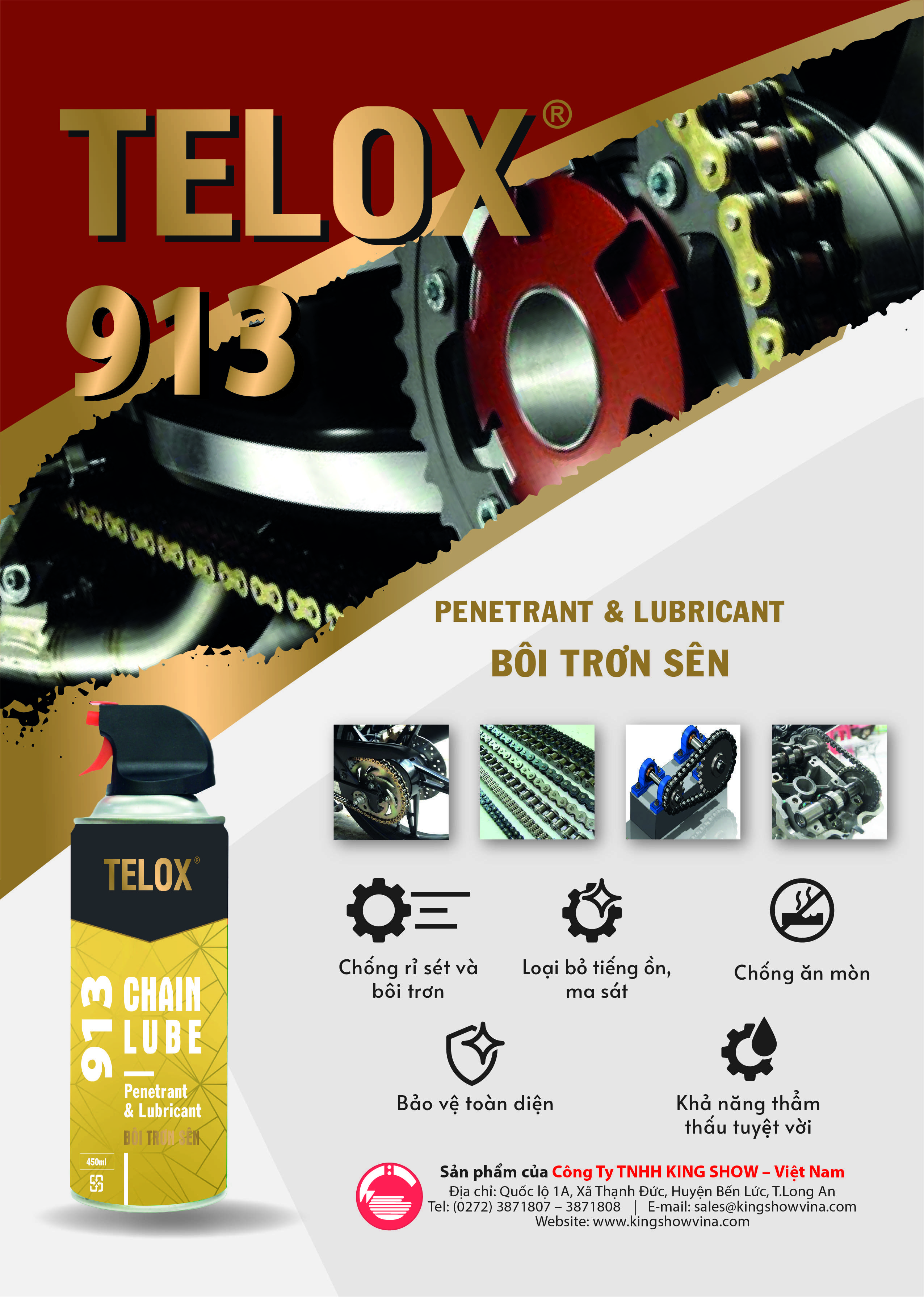 Combo Bình xịt Dầu bôi trơn chống sét 813 và Bôi trơn sên 913 Telox chính hãng - MixASale