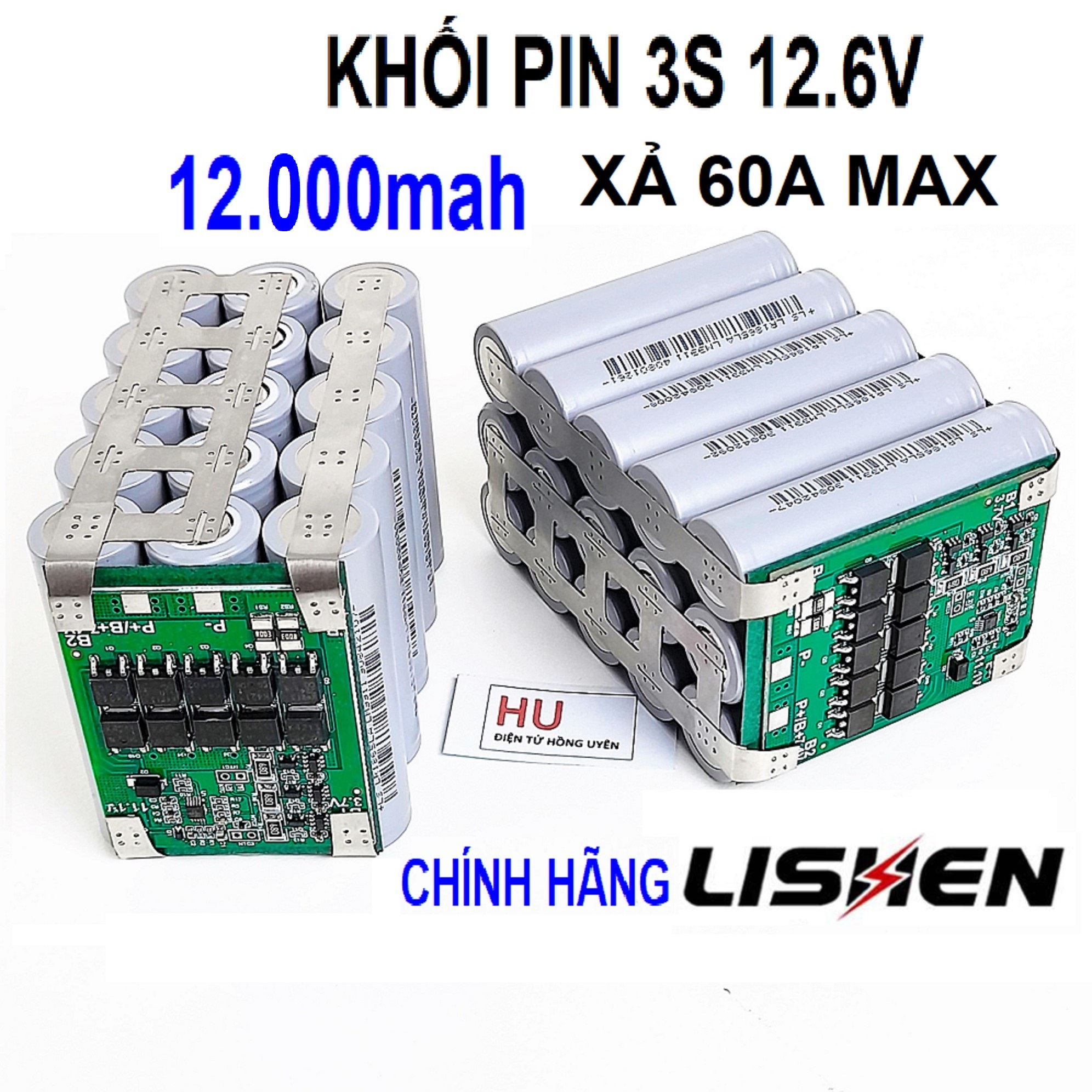 Bình acquy pin 12.6V-12AH-Xả 60A MAX. Khối pin 3S được đóng từ 15 cell ...
