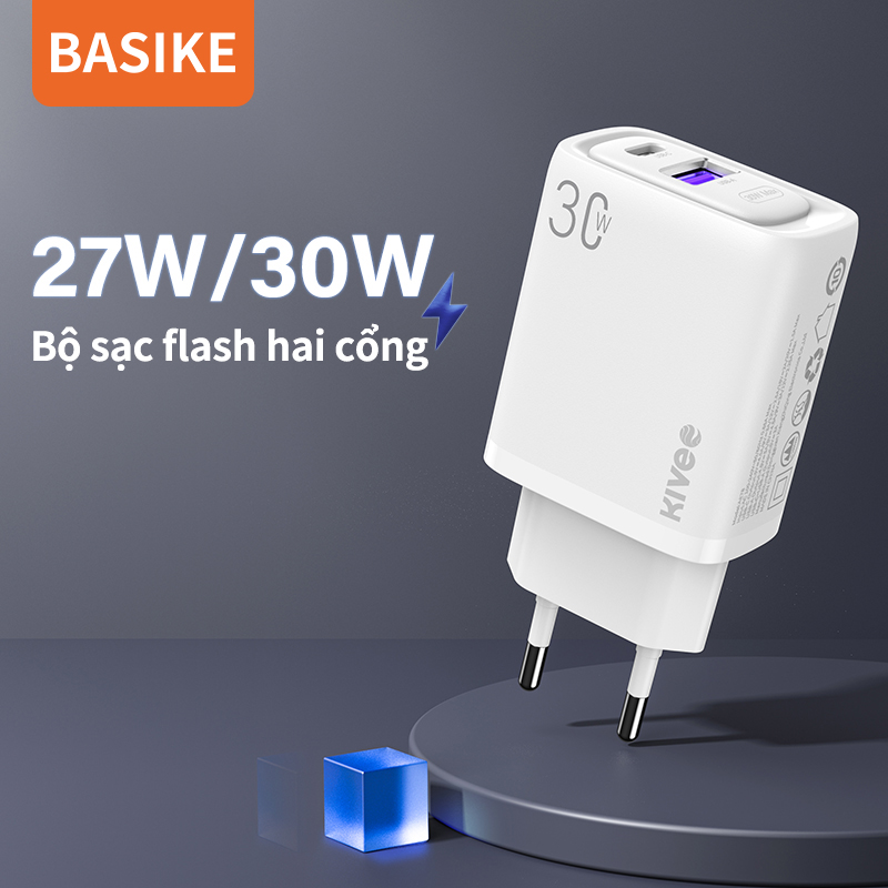 BASIKE AE78 Bộ sạc tường 27W 30W Bộ sạc USB Loại C PD3.0 QC4.0 AFC FCP Bộ sạc nhanh cho điện ...