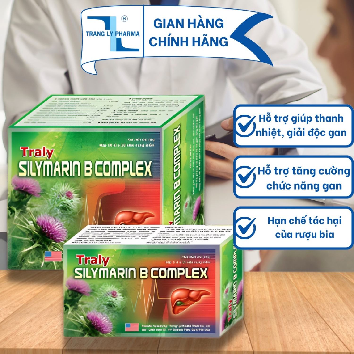 Viên uống Traly Silymarin Bcomlex thanh nhiệt, giải độc gan, bảo vệ gan, hạn chế tác hại rượυ ...