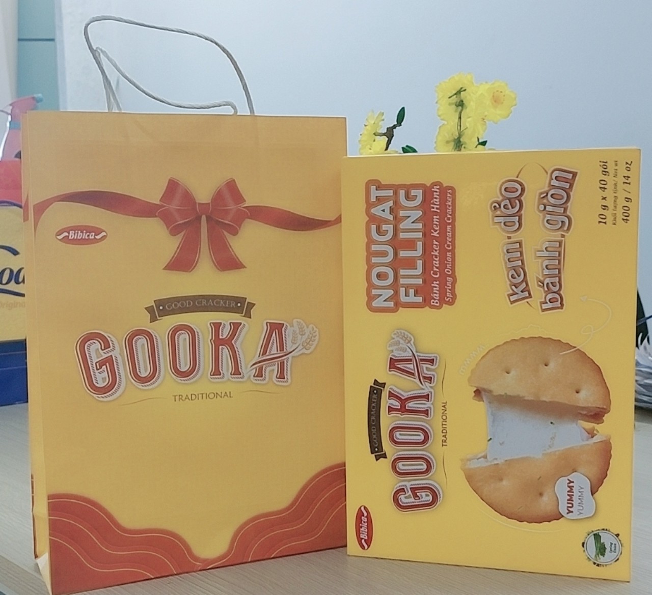 Bánh Gooka cracker Nougat Filling Hành HG 400g-Bibica kèm túi giấy ...