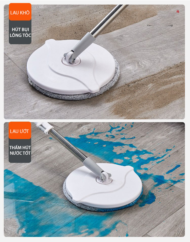 HÀNG CHÍNH HÃNG Bộ lau nhà thông minh K8 thùng vắt xoay tròn nhựa PP ...