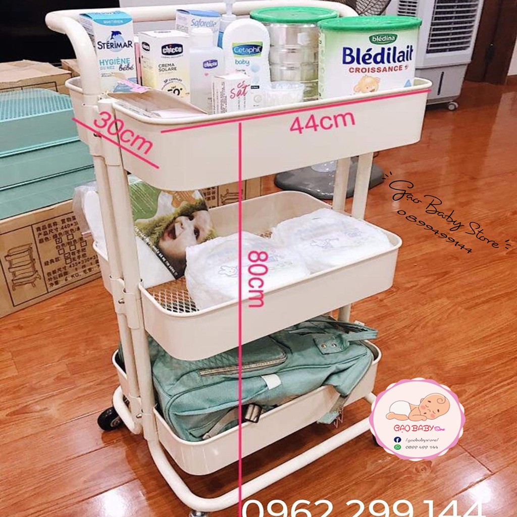 Kệ Ikea, kệ bỉm sữa đa năng đựng đồ cho bé, có tay đẩy, có bánh xe ...