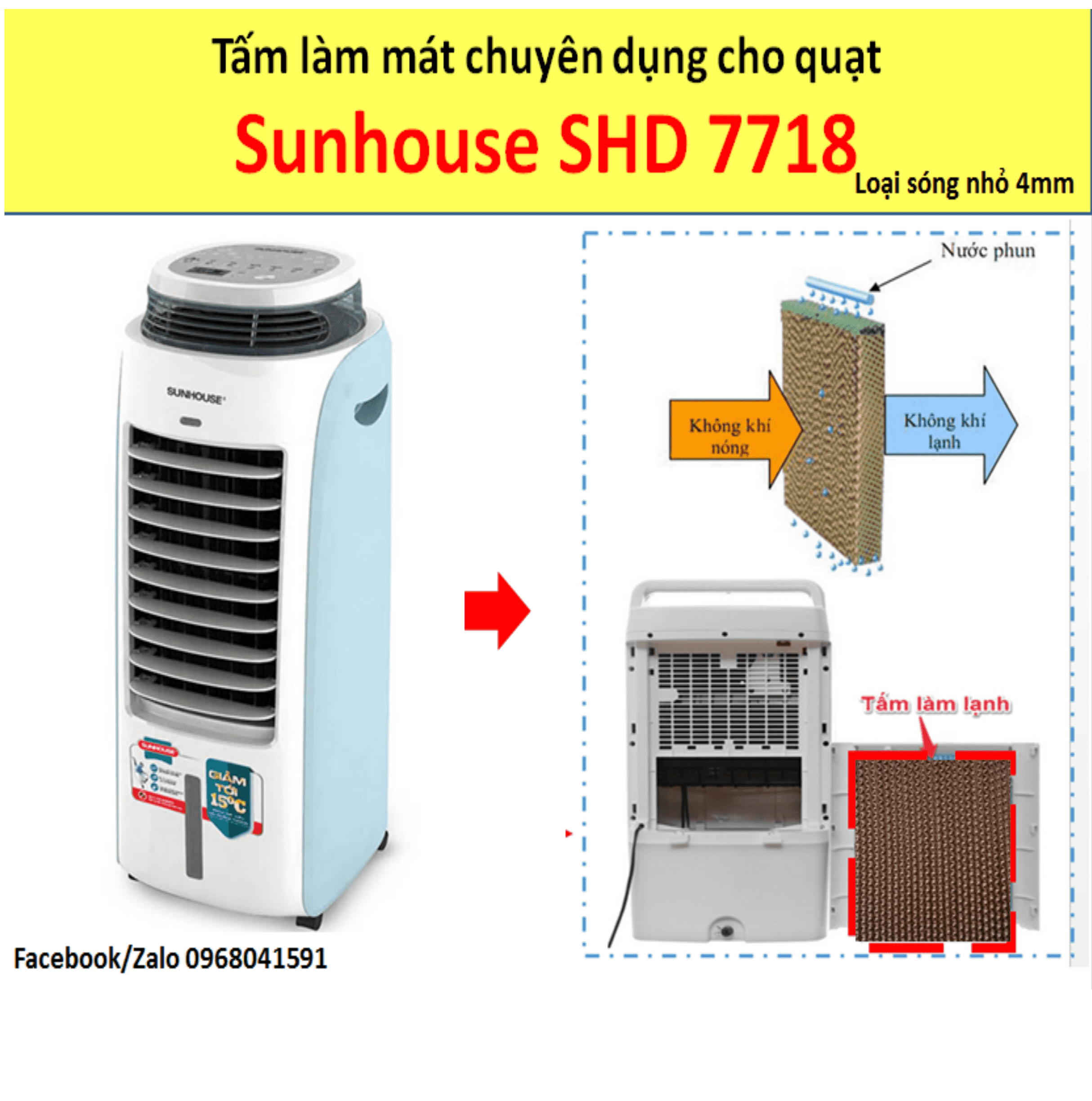 Tấm làm mát Cooling Pad cho quạt hơi nước Sunhouse SHD7718 (Loại tấm sóng nhỏ 4mm) - MixASale