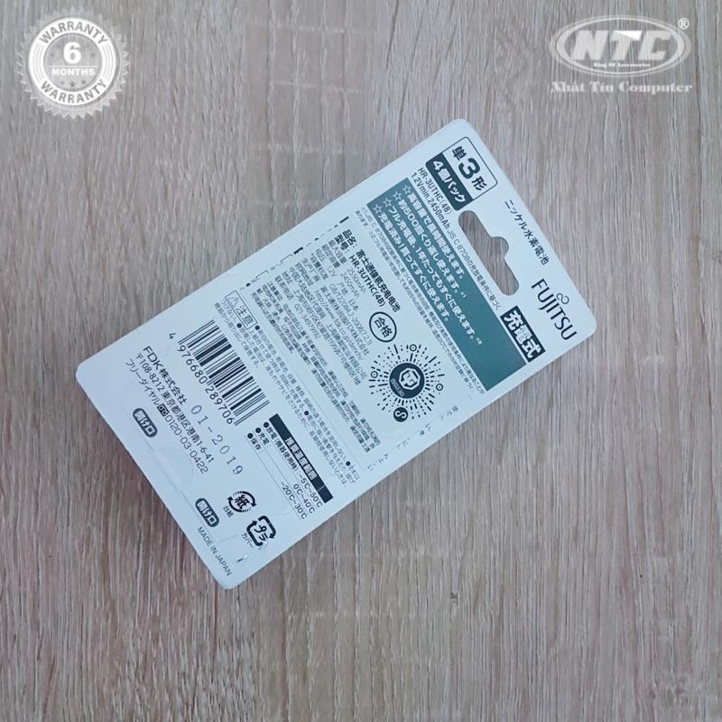 Vỉ 4 pin sạc AA Fujitsu 2450mAh made in JAPAN - nội địa Nhật Bản (đen ...