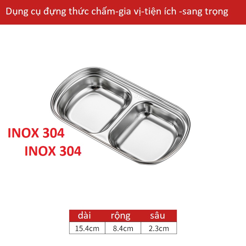 [HCM]C INOX 304 Đĩa 2 Ngăn Dùng Đựng Gia Vị Thức Chấm Trên Bàn Ăn (hàng nhập )- | Lazada.vn