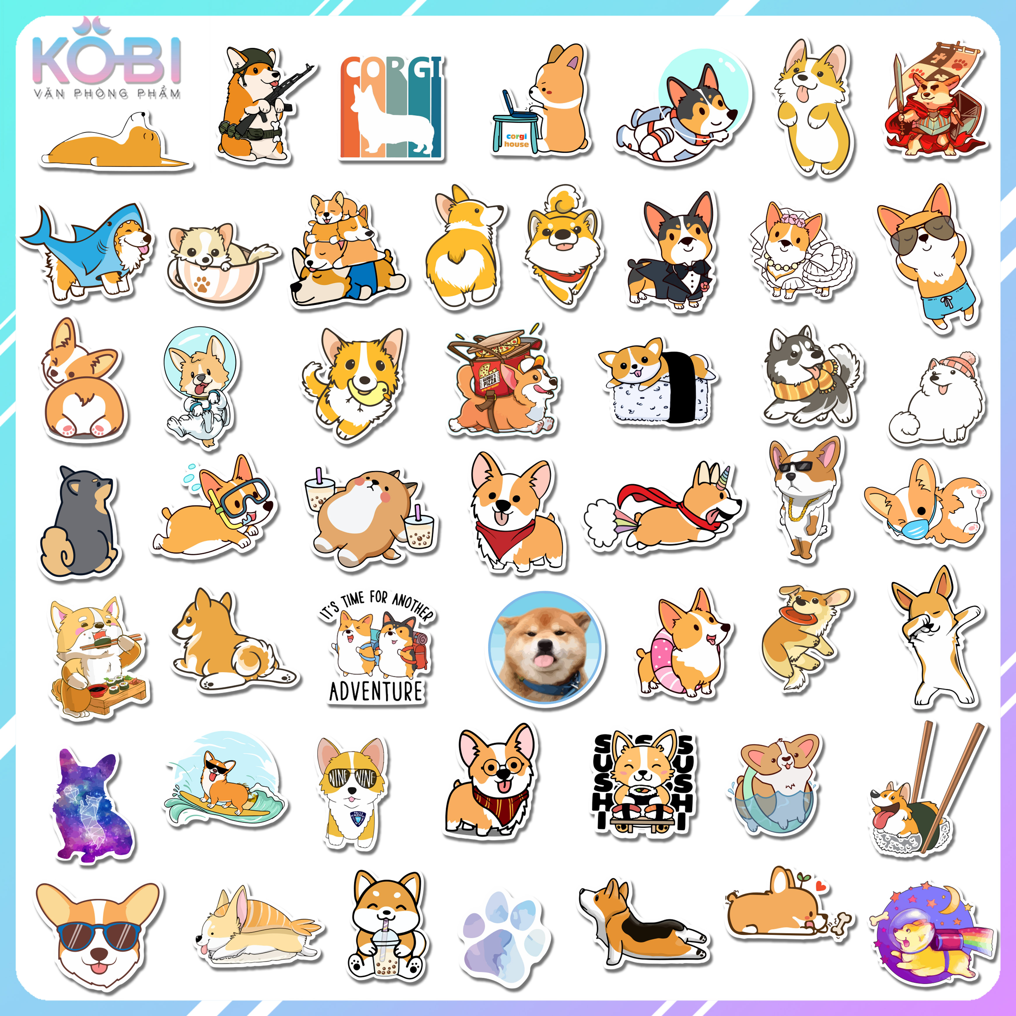 50 Sticker Miếng Dán Chú Chó Corgi - Stickers dễ thương | Lazada.vn