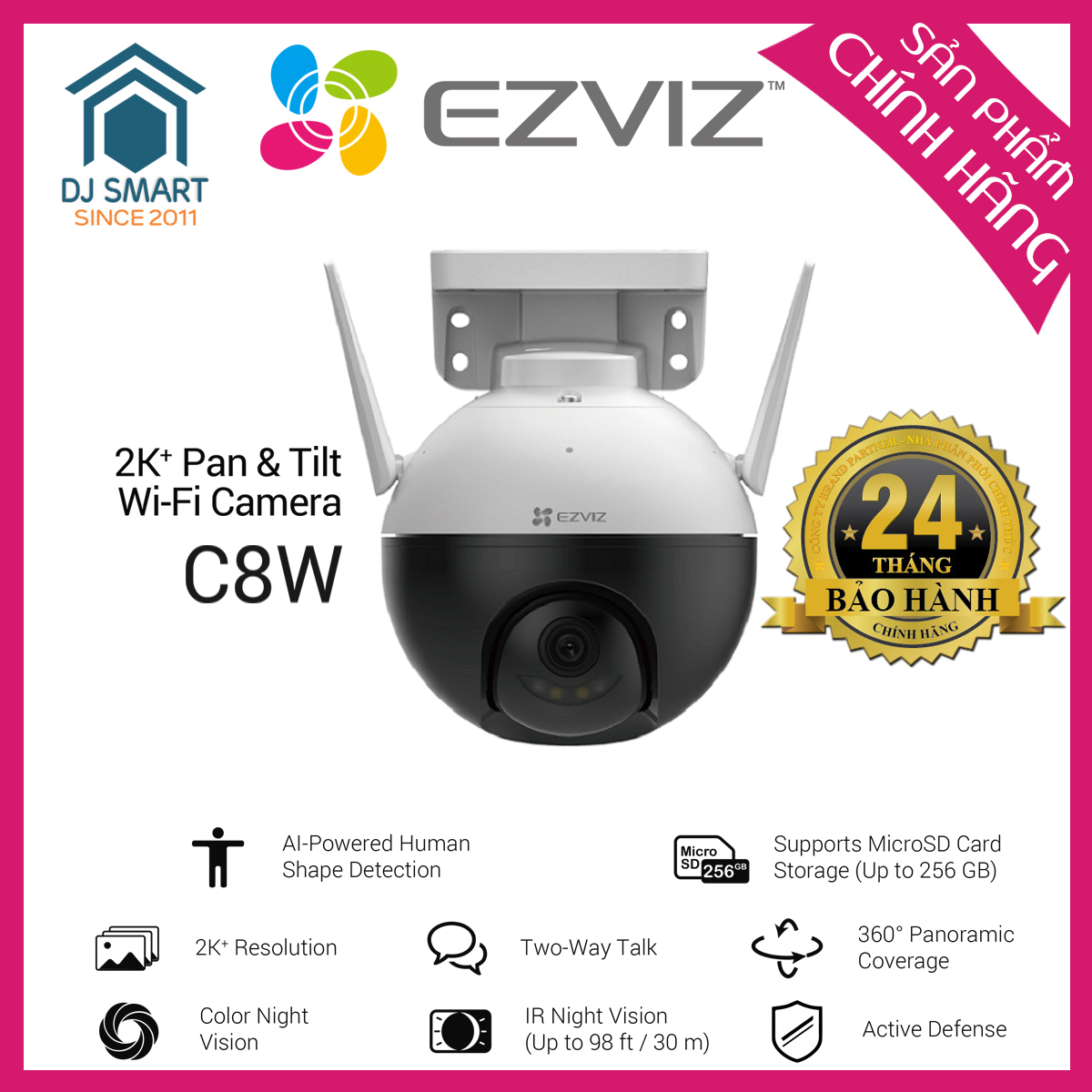 Camera EZVIZ C8W ngoài trời Pro 4M QHD 2K xoay 360 độ đàm thoại 2 chiều ...