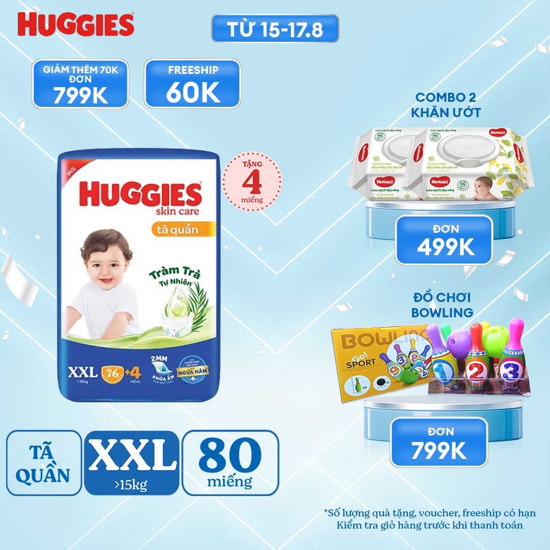 15.8 GIẢM THÊM ĐẾN 70K Gói Tãbỉm quần HUGGIES SKINCARE MEGA JUMBO size ...