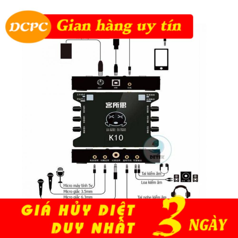 Sound Card XOX K10 Soundcard Livestream Kèm Cable Livestream Cáp Nguồn ...