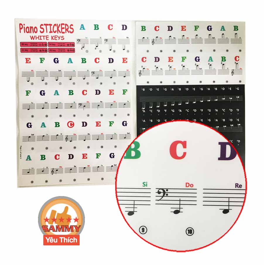 [HCM]Organ piano note STICKER - MIẾNG DÁN ĐÁNH DẤU VỊ TRÍ NỐT NHẠC TRÊN ...