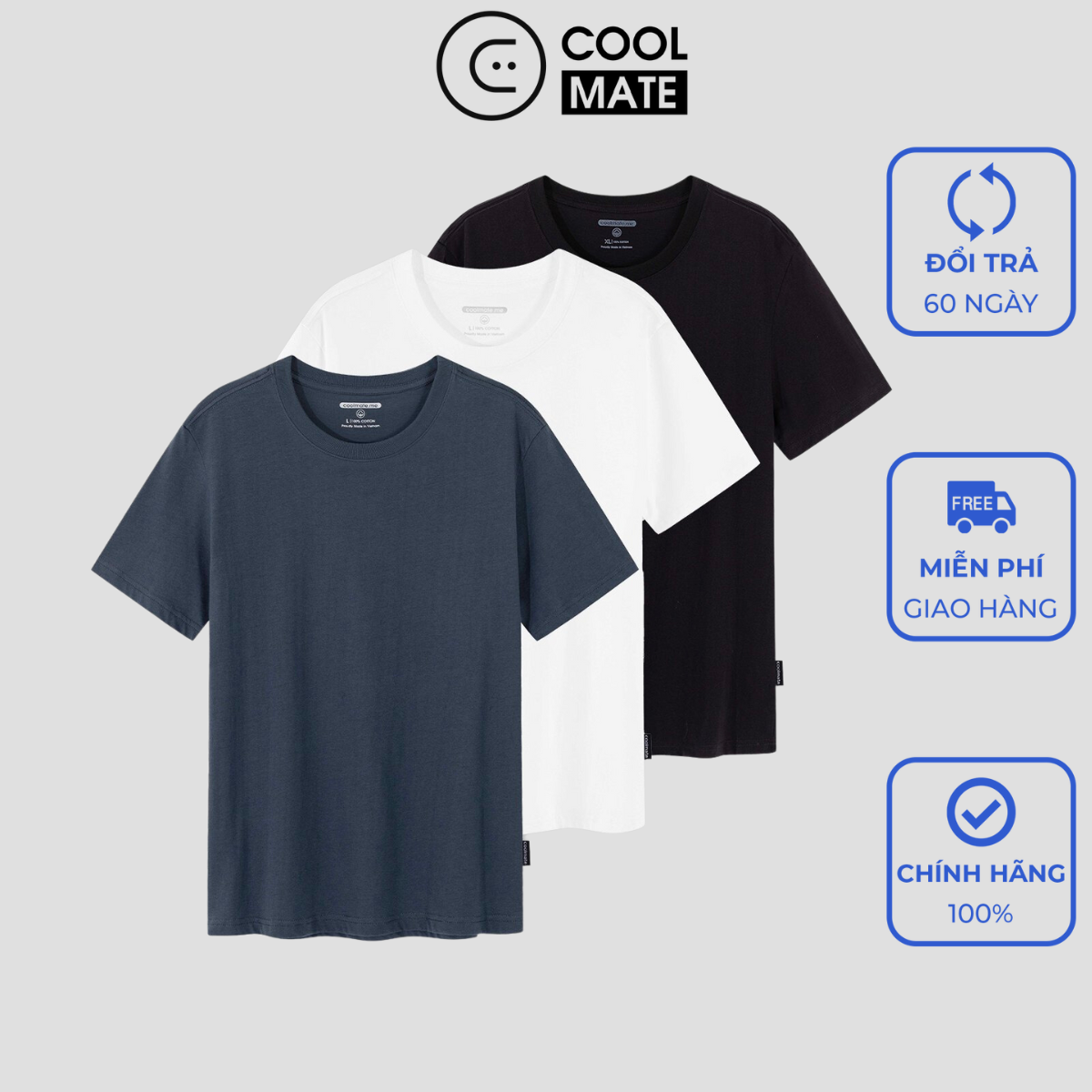 Combo 3 Áo Thun 100 cotton Coolmate Basics 200gsm - Thương hiệu ...
