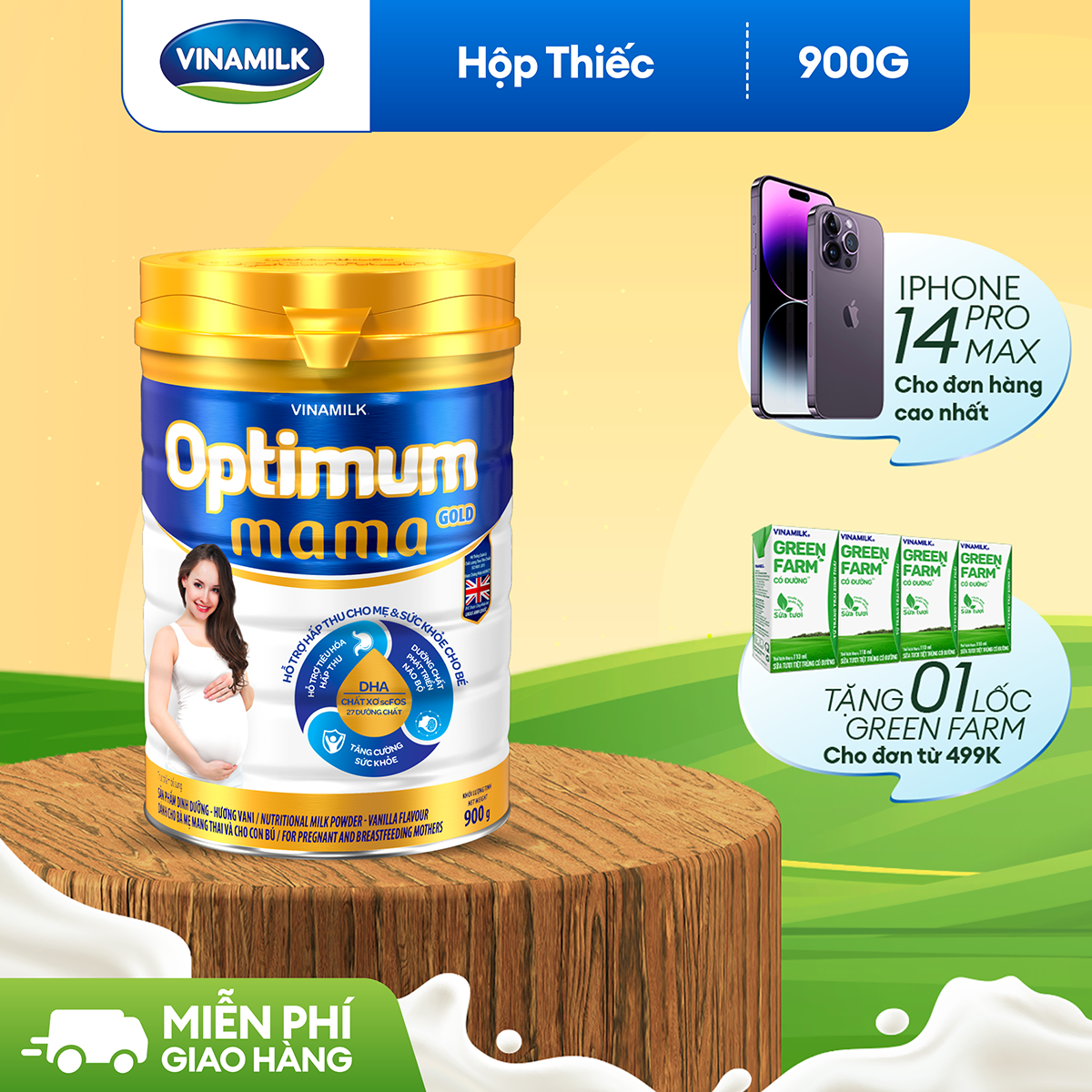 Sữa bột Vinamilk Optimum Mama Gold- Hộp thiếc 900g- Sữa tốt dành cho bà ...