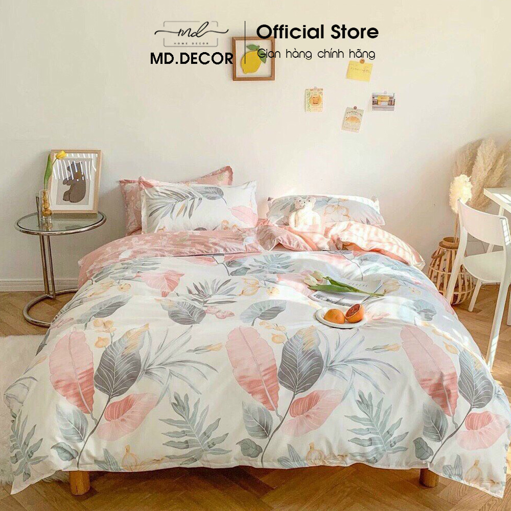Ga gối Cotton Đũi Trần SET drap giường chần bông mỏng 2 vỏ gối cotton đũi MỊN DECOR họa tiết dễ ...
