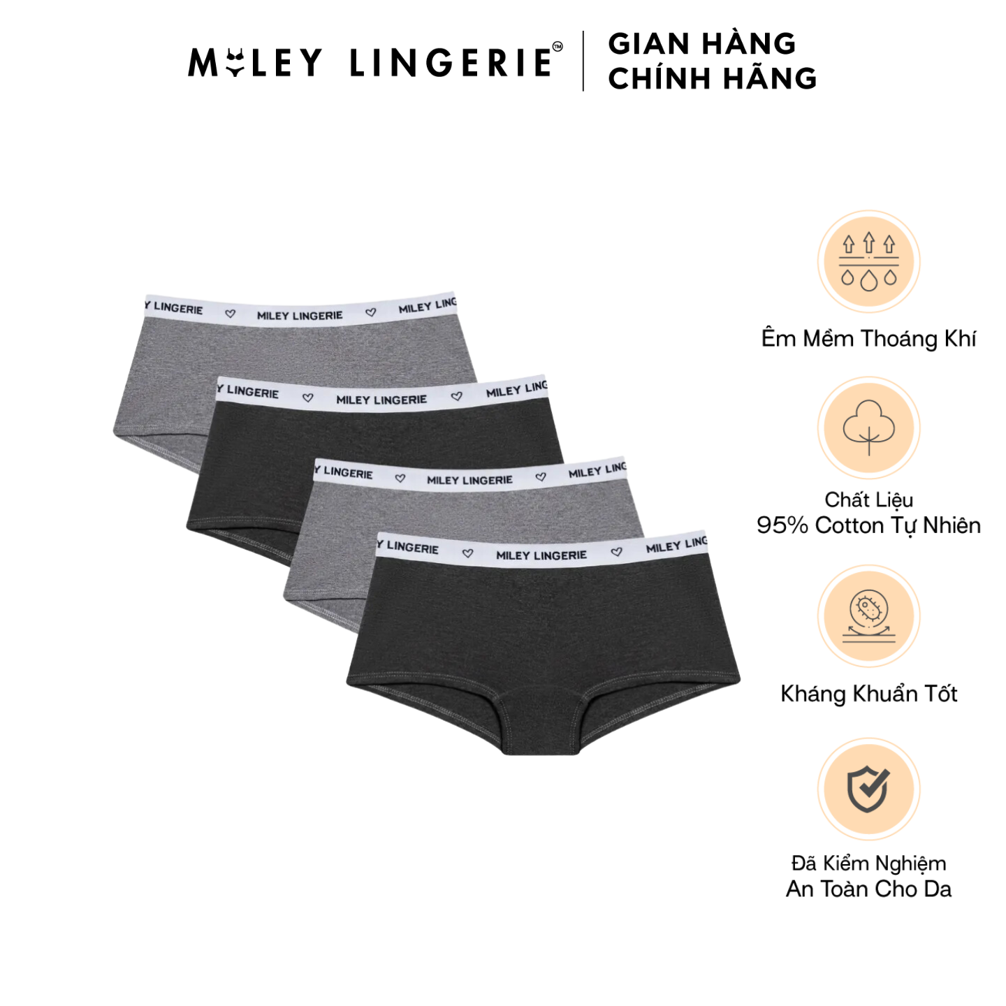 Combo 2 Quần Lót Nữ Viền Lưng Vải Sợi Cao Cấp Bamboo Êm Mềm Thoáng Khí Màu Trắng Miley Lingerie ...