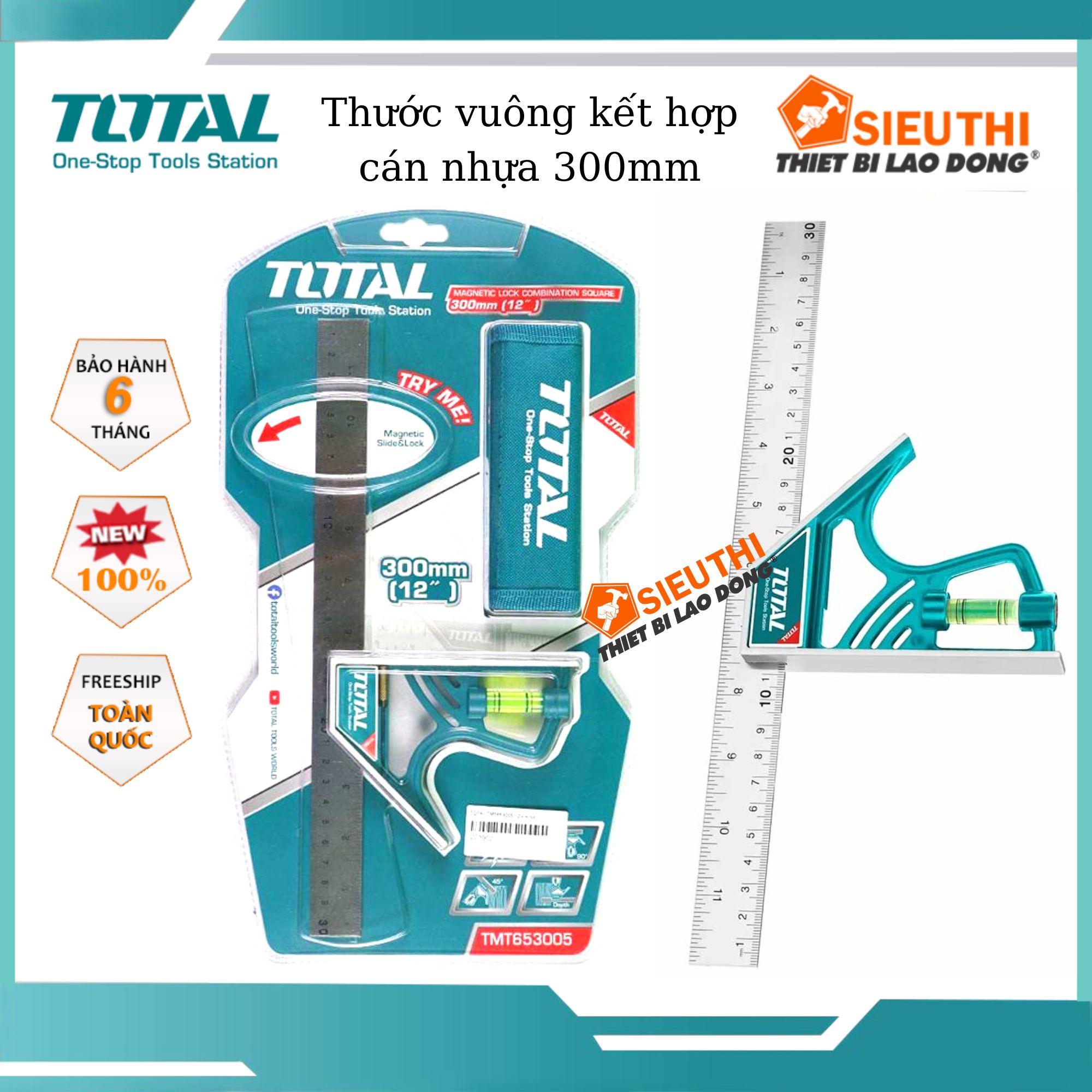 Thước vuông kết hợp cán nhựa 300mm total TMT653005 | Lazada.vn