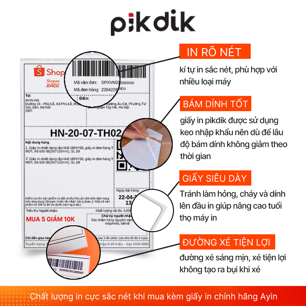 Máy in nhiệt mini PIKDIK IP802 in đơn hàng in tem mã vận đơn mã vạch ...