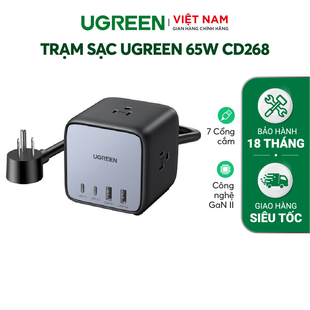 Trạm Sạc Ugreen 65w Cd268 Usb C Diginest Cube Công Nghệ Gan Ii 7 In