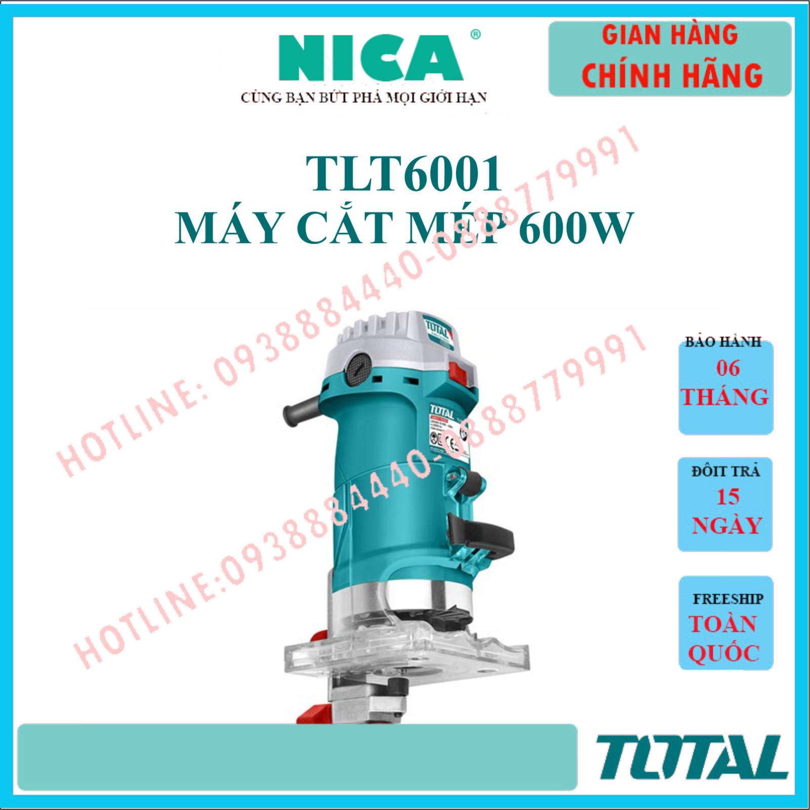 Máy phay cắt mép TOTAL TLT6001 | máy phay gỗ công suất 600W tốc độ ...