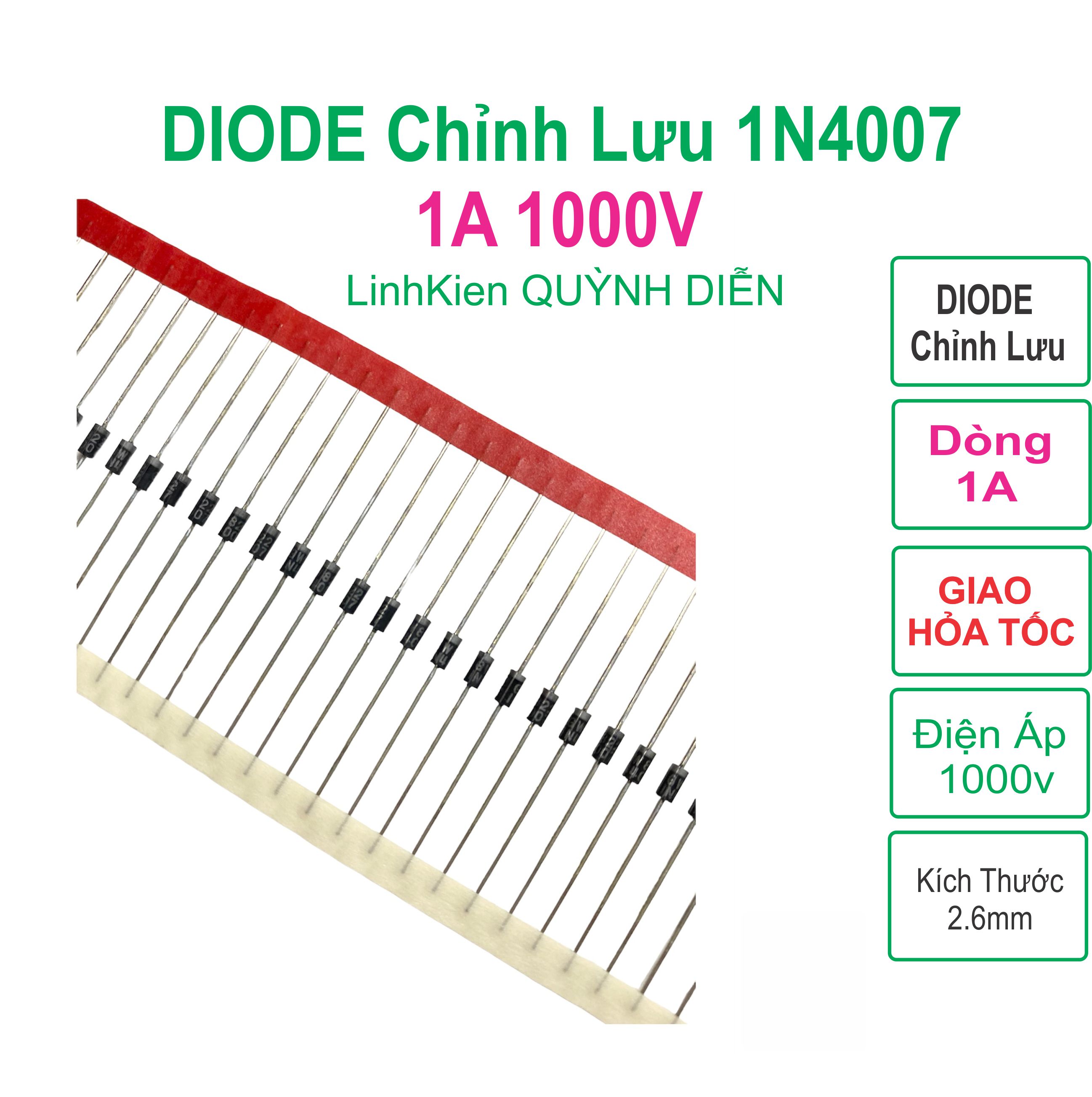 Sec 100 Diode 1N4007 - Diot chỉnh lưu 1Ampe - 1000v - Linh Kiện Điện Tử QUỲNH DIỄN | Lazada.vn