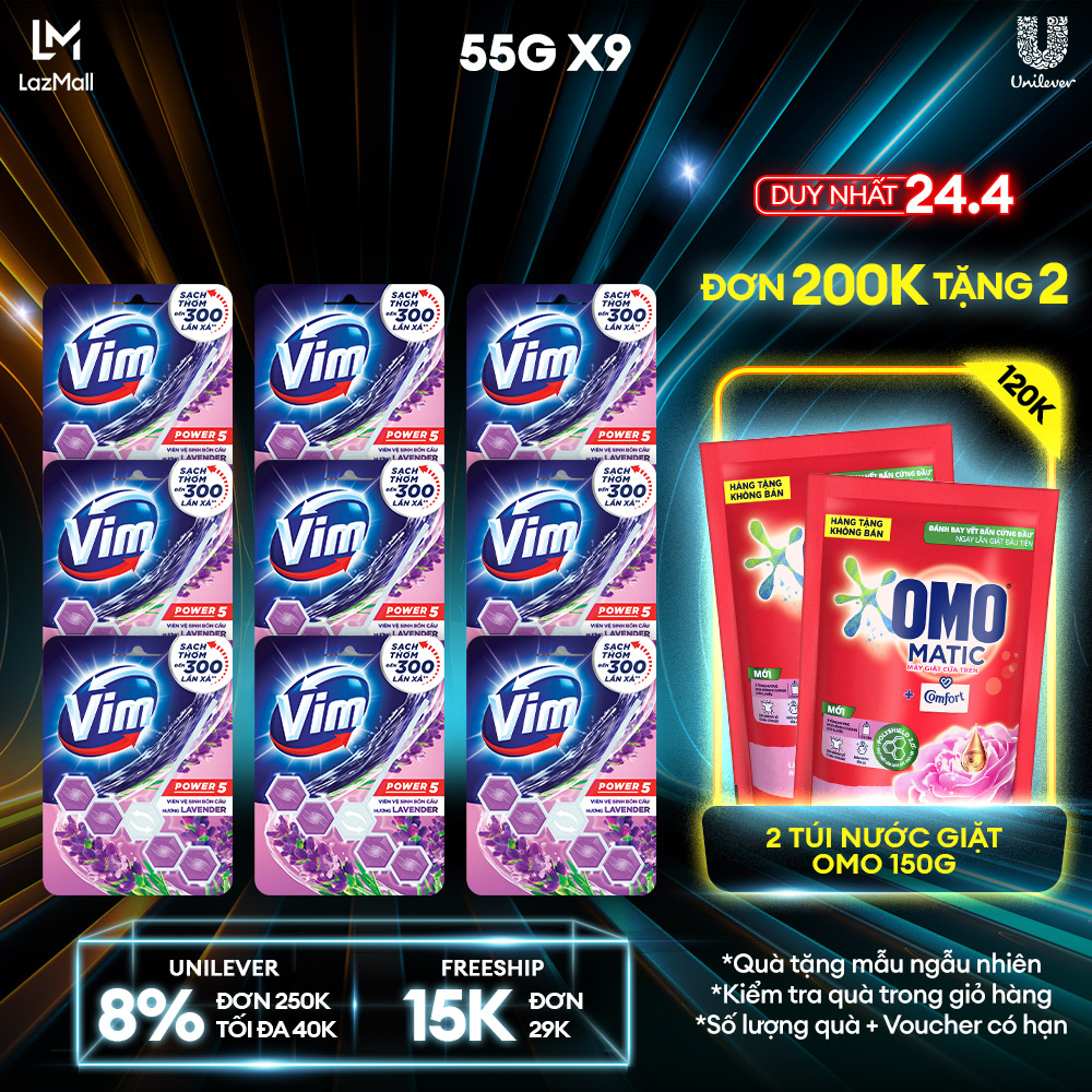 Combo 2 Vỉ Viên Vệ Sinh Treo Bồn Cầu VIM POWER Hoa Oải Hương 55g - MixASale