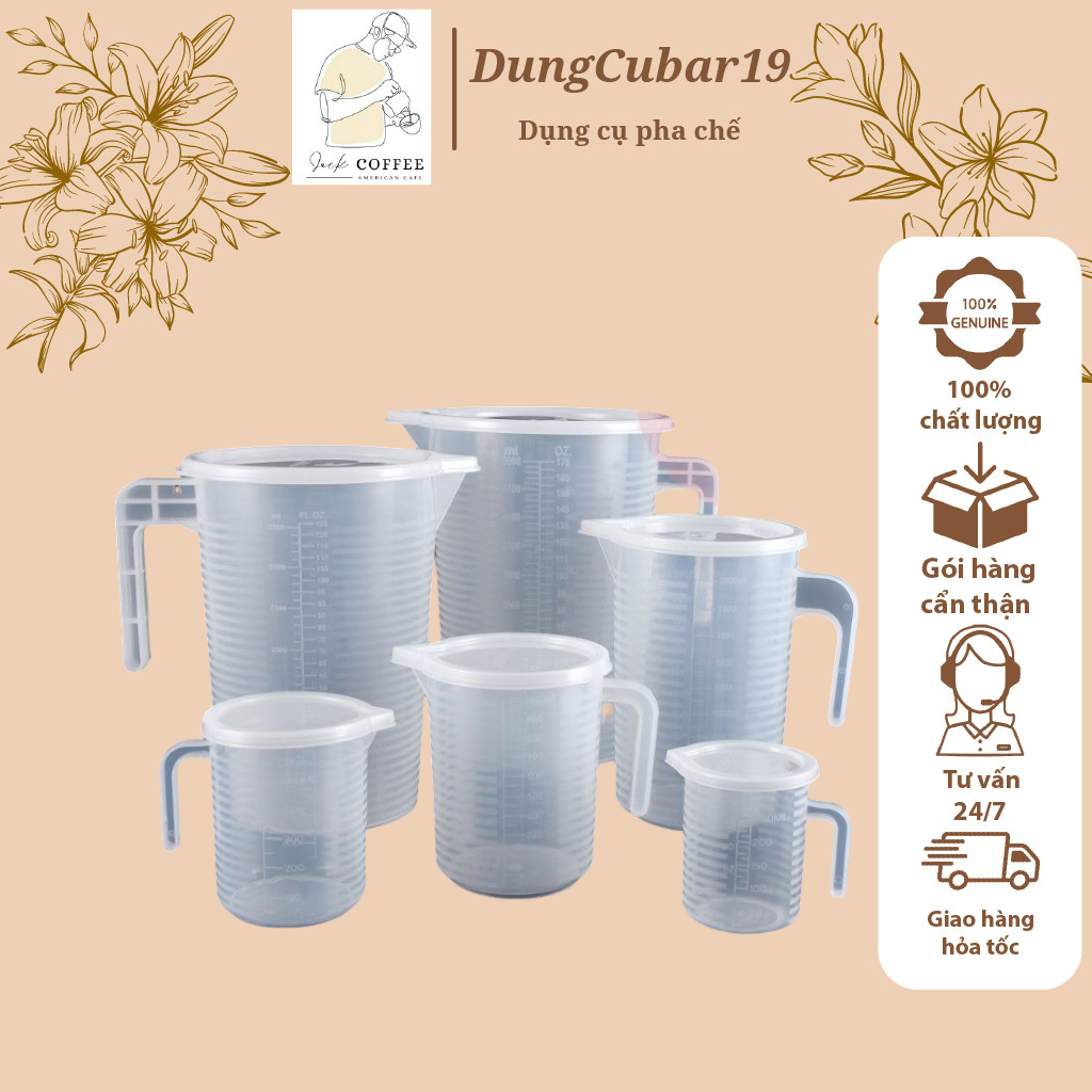 Ca Đong Nhựa Định Lượng Có Nắp 500ml- 1L- 2L- 35L- 5L Cốc Đong Định Lượng Pha Chế Nhựa ...