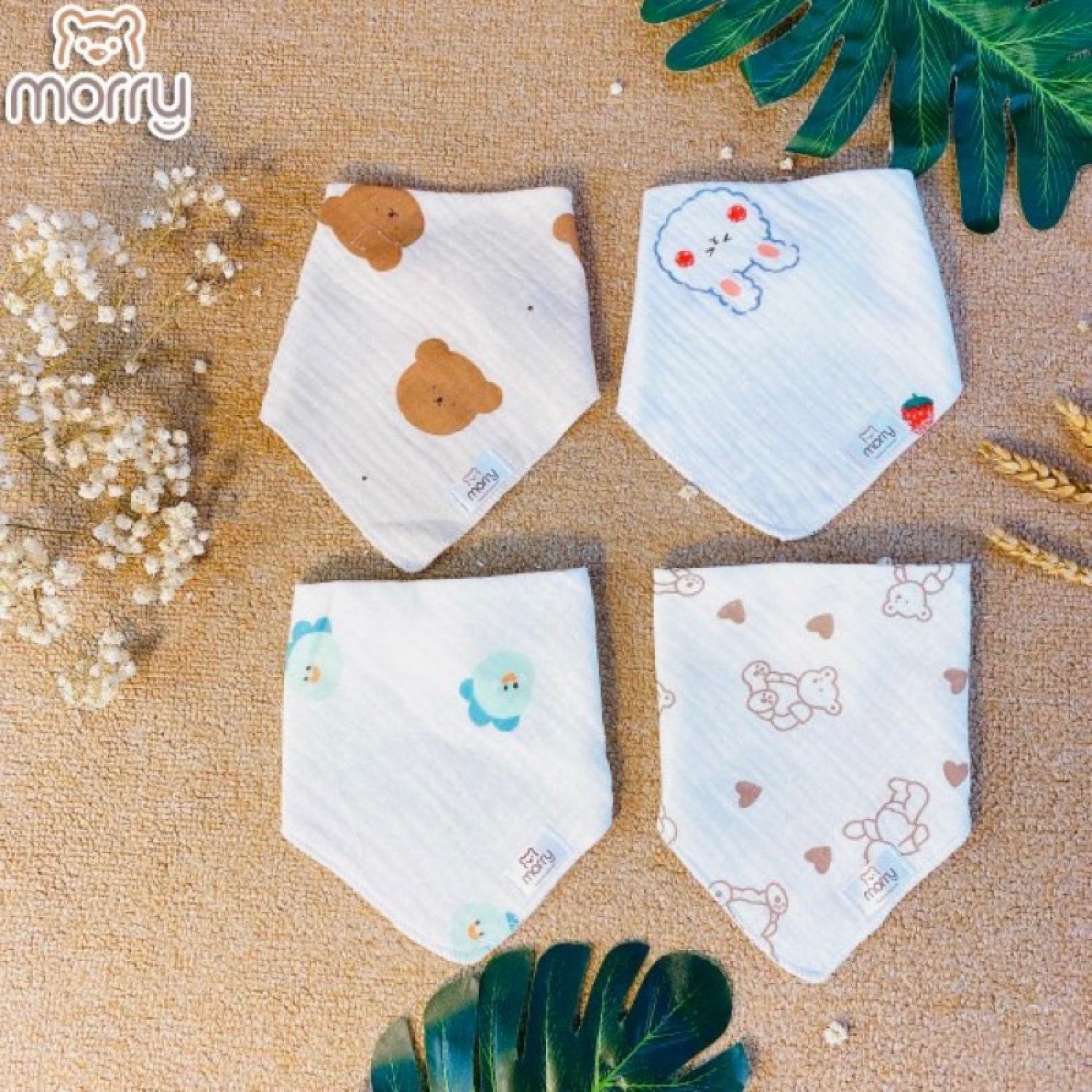 Sét 5 yếm Muslin - yếm Xô 4 lớp cao cấp Morry cho bé - MixASale