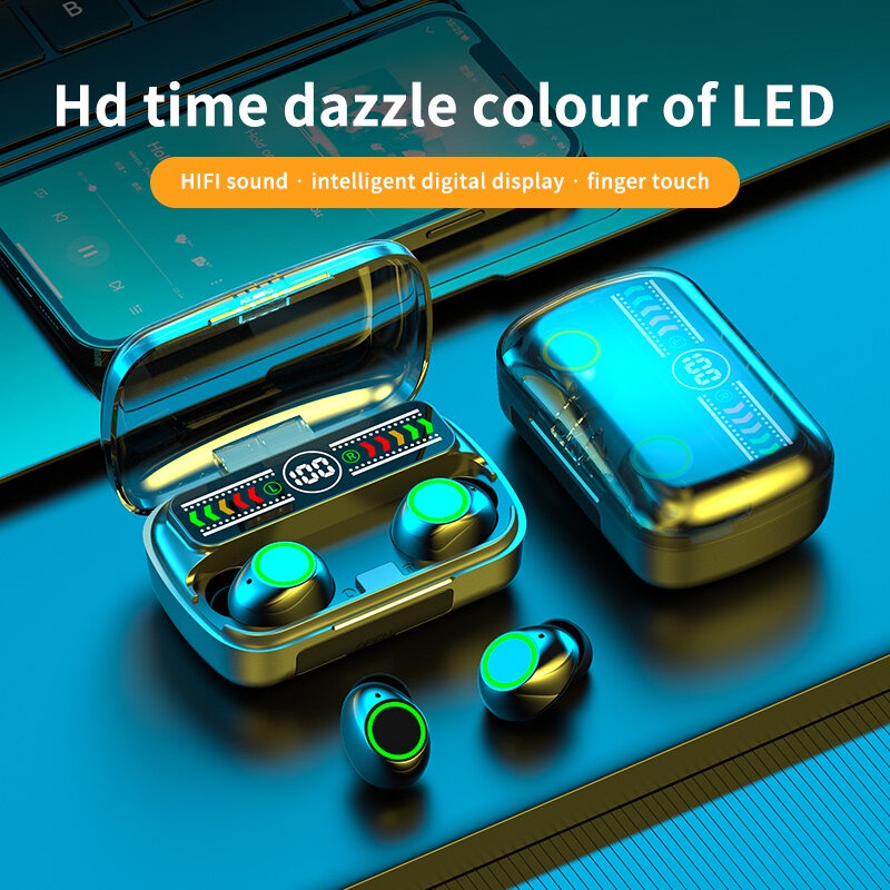 Tai nghe Bluetooth M100 Pro bản Vip V5.3 pin 5h mẫu tai nghe bluetooth gaming có mic không dây ...