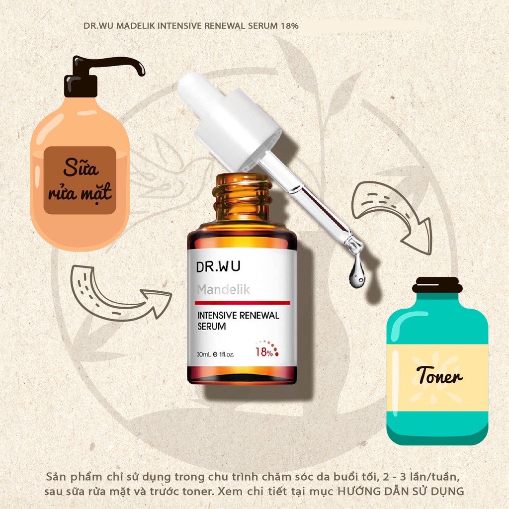 ĐỌC KĨ MÔ TẢ Tinh chất peel da tẩy da chết hoá học chứa AHA Mandelic Acid 18 Dr.Wu Intensive ...