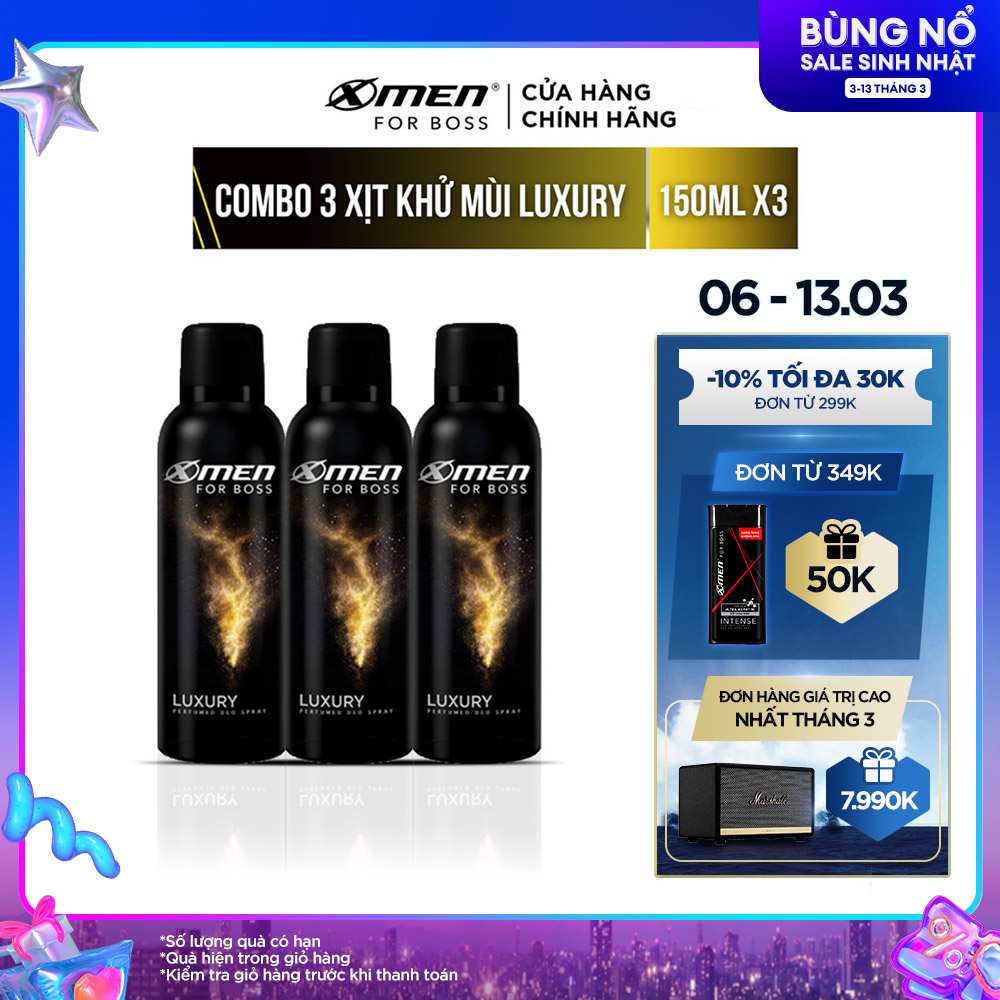 Combo 2 chai Xịt khử mùi X-Men for Boss Luxury 150ml - MixASale